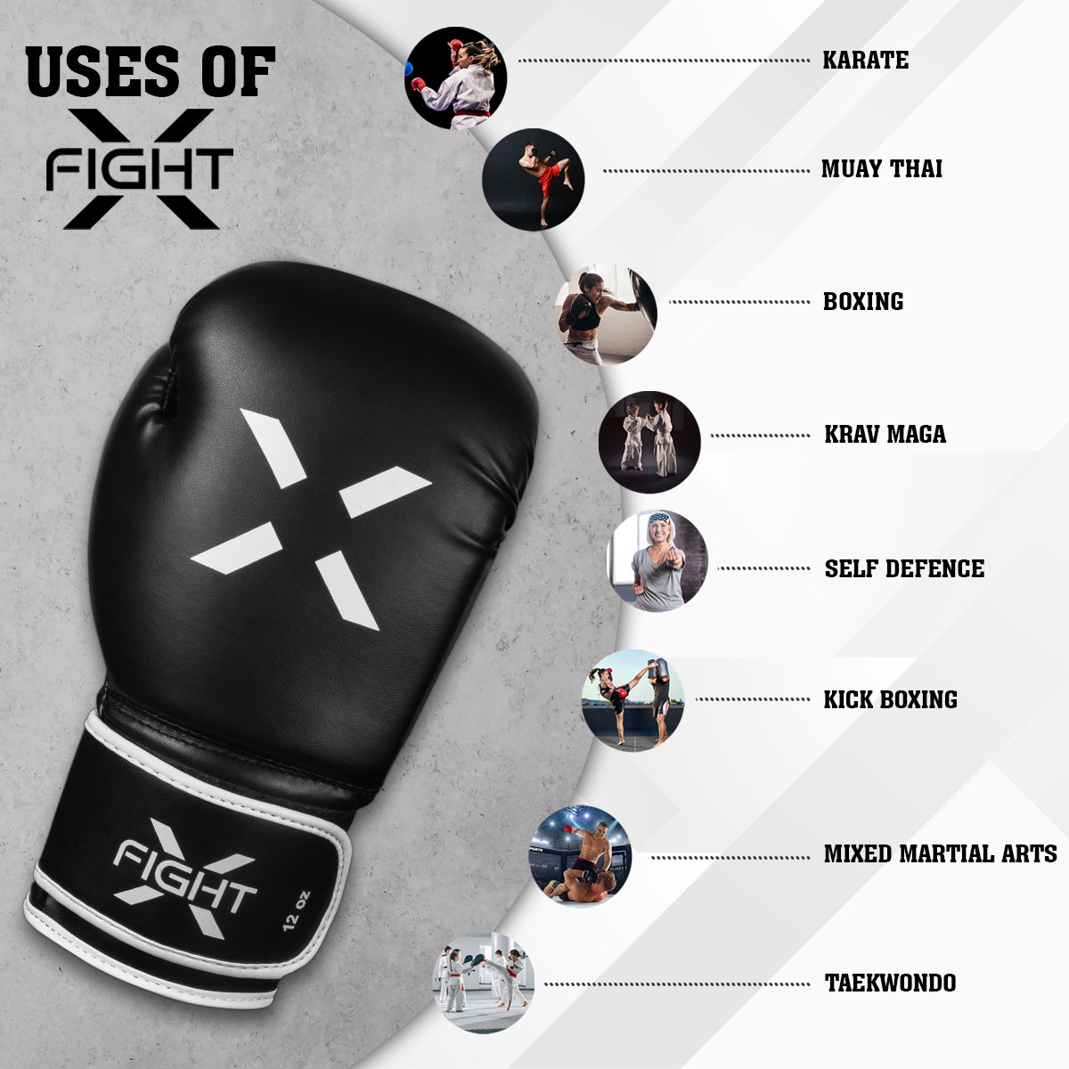 Fightx Boxing Gloves for Men & Women MMA Heavy Bag Gloves for Adults ...