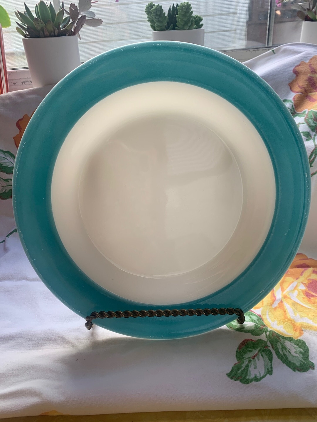 Aqua Blue and Lime Green Vintage Pyrex Dinner and Salad Plates - Etsy
