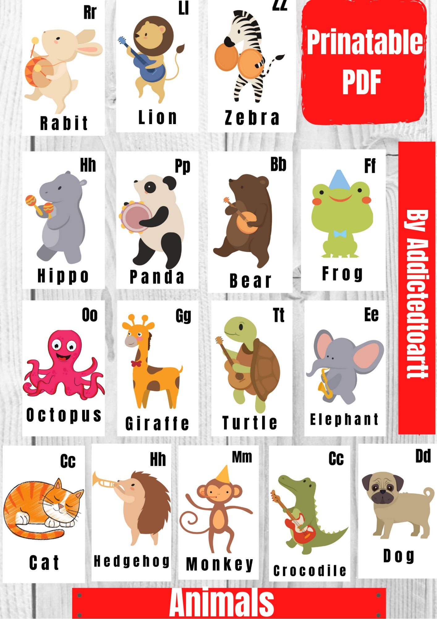 Animal Flash Cards, Printable Flash Cards, Learning Cards , Study Cards ...