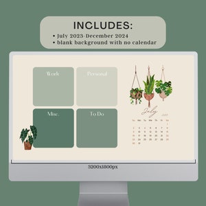 Boho Plant Themed Desktop Organizer Wallpaper Desktop Wallpaper July ...