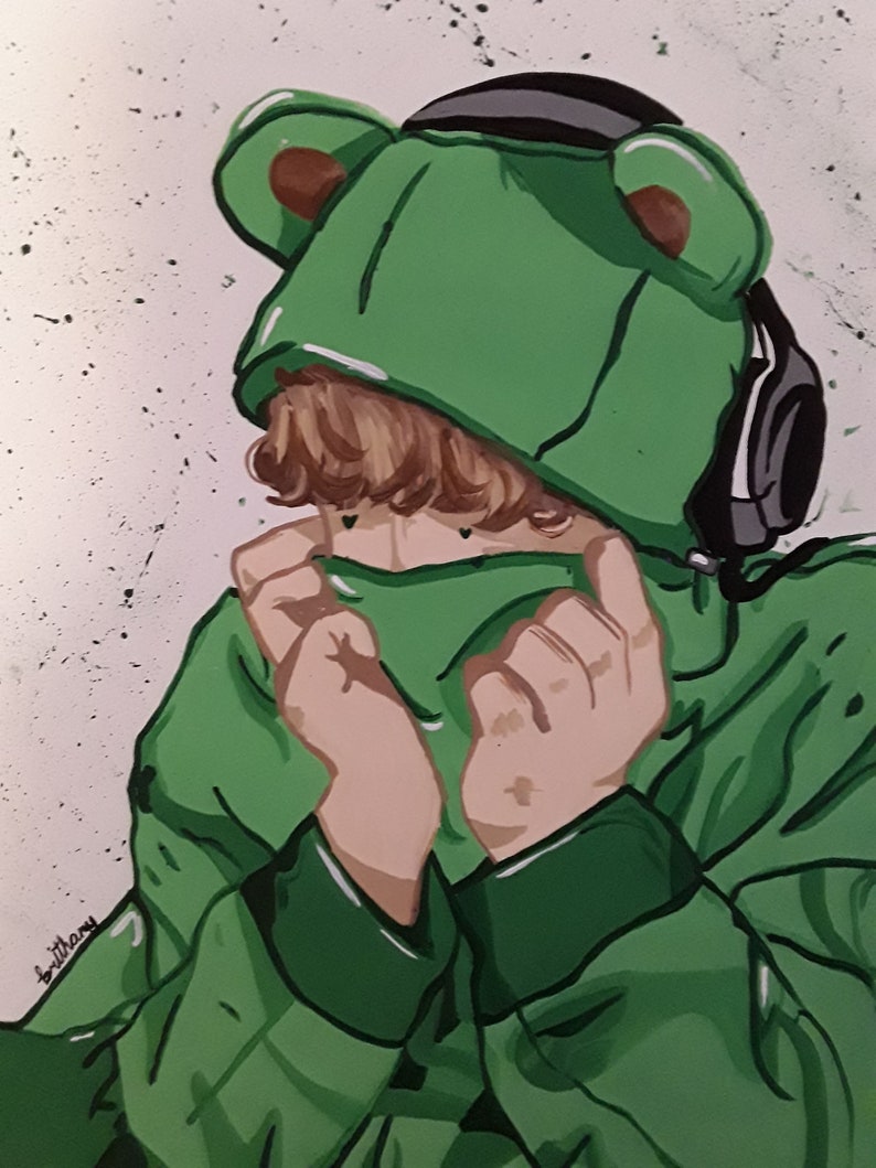 Karl Jacobs Frog Hoodie Painting | Etsy