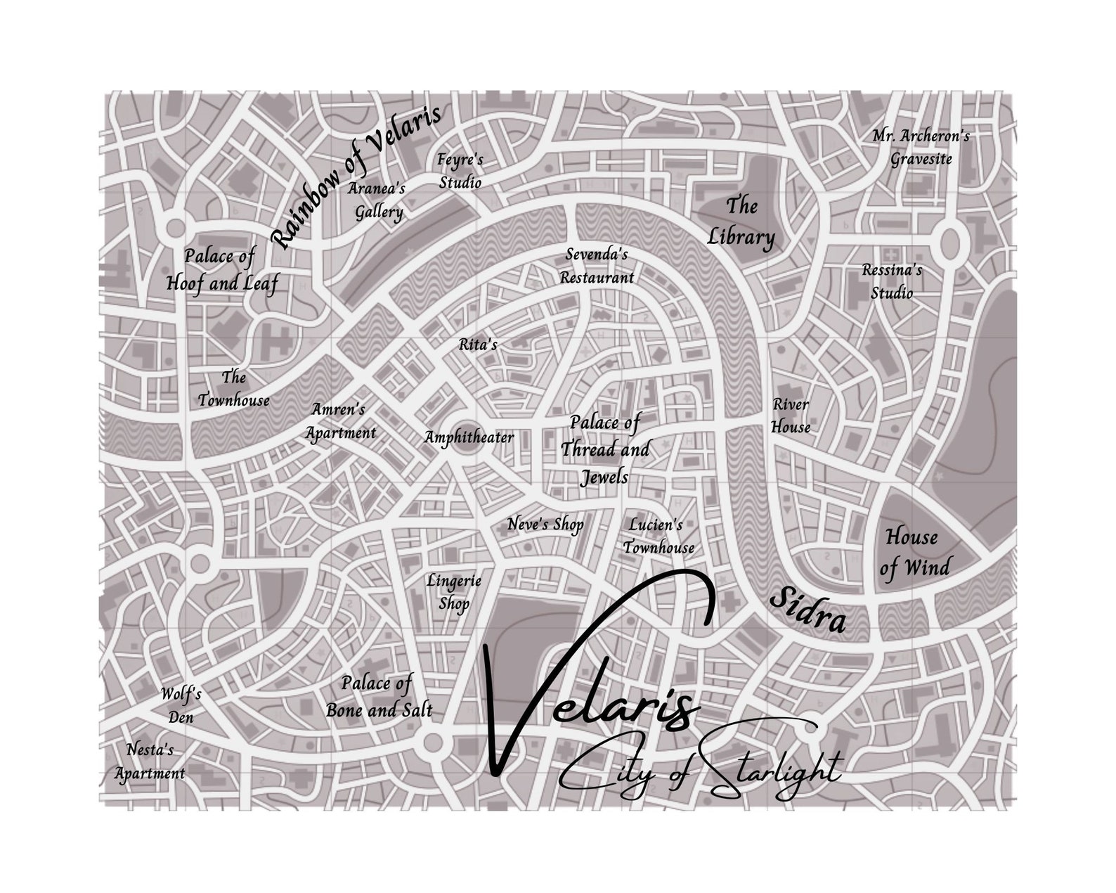 Velaris City Map / A Court of Thorns and Roses / ACOTAR / SJM - Etsy