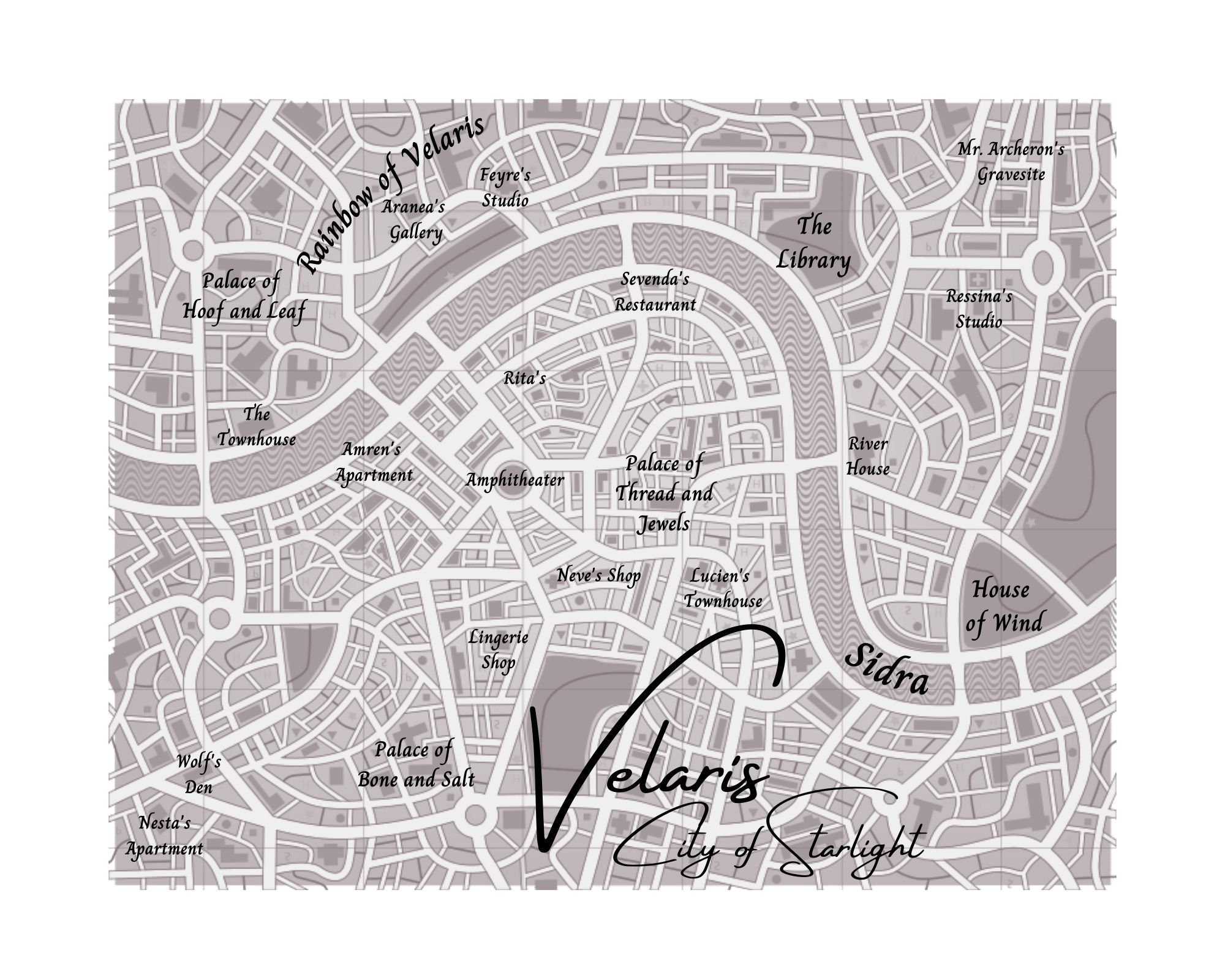 Velaris City Map / A Court of Thorns and Roses / ACOTAR / SJM - Etsy