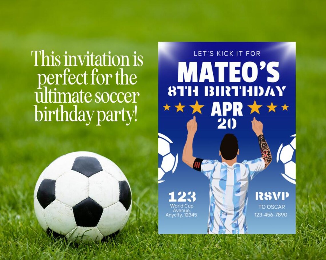 Editable Messi Birthday Invitation | Editable Argentina Soccer Team ...