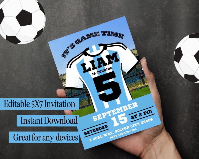 Messi Birthday Invitation Template Invitation | Soccer Birthday ...