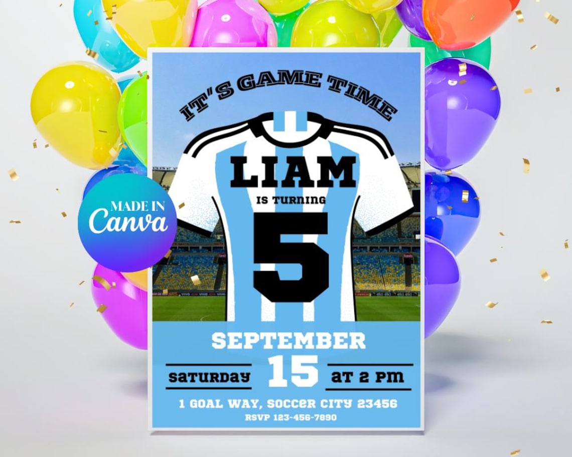 Messi Birthday Invitation Template Invitation | Soccer Birthday ...