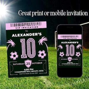 Editable Inter Miami FC Birthday Invitation | Canva Template | Soccer ...