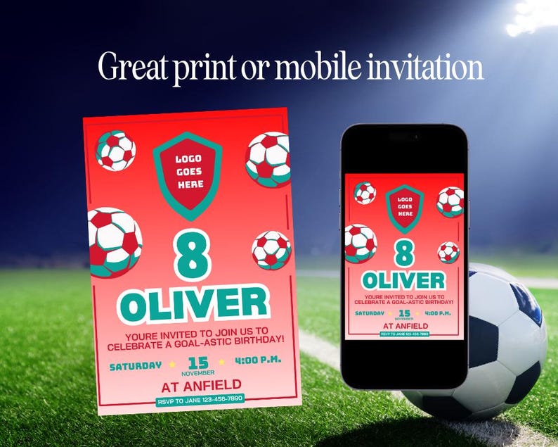 Liverpool Inspired Birthday Invitation | EPL Soccer | Liverpool ...