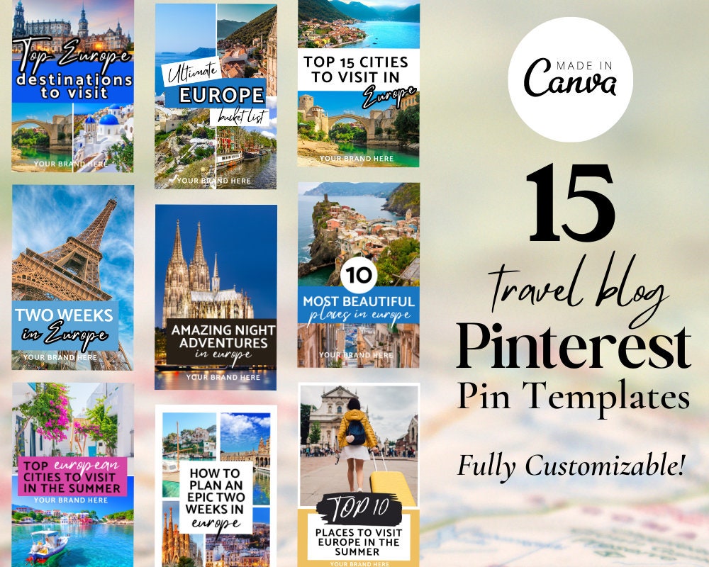 15 Travel Templates, Pinterest Pins, Pinterest Graphic Templates ...