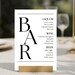 Black and White Wedding Bar Sign, Canva Template, Wedding Drink Sign ...