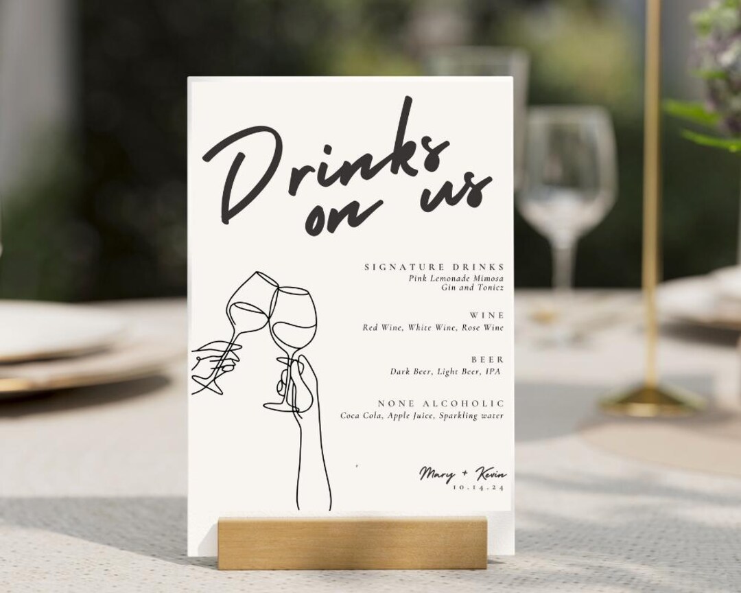 Handwritten Wedding Sign | Editable Hand Drawn | Cocktail Menu ...