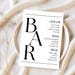 Black and White Wedding Bar Sign, Canva Template, Wedding Drink Sign ...