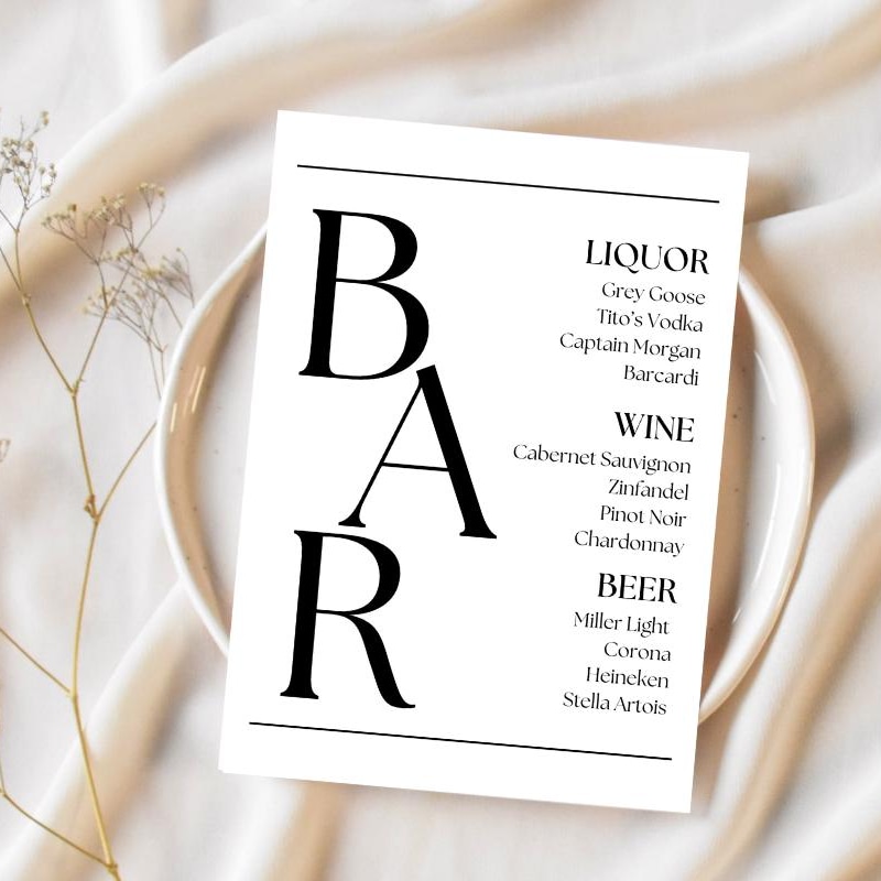 Easy Signature Drink Menu - Etsy