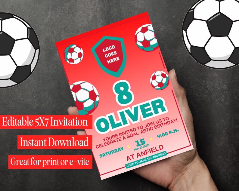 Liverpool Inspired Birthday Invitation | EPL Soccer | Liverpool ...
