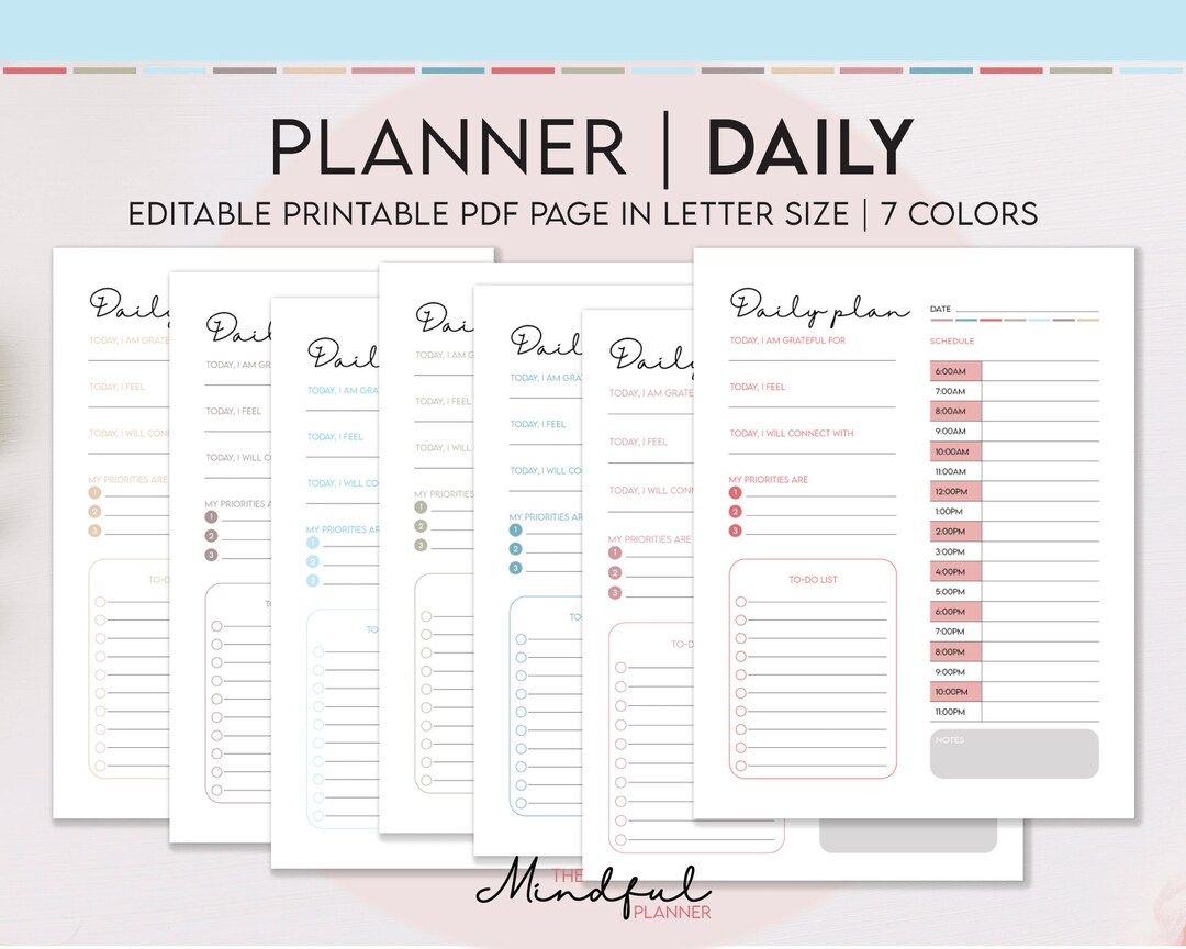Daily Planner Printable - Printable Daily Planner - Printable to Do ...