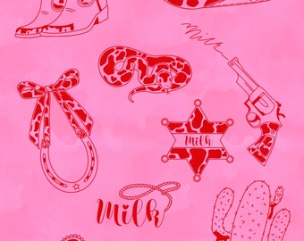 Cow Girl Flash Sheet Digital Download - Etsy