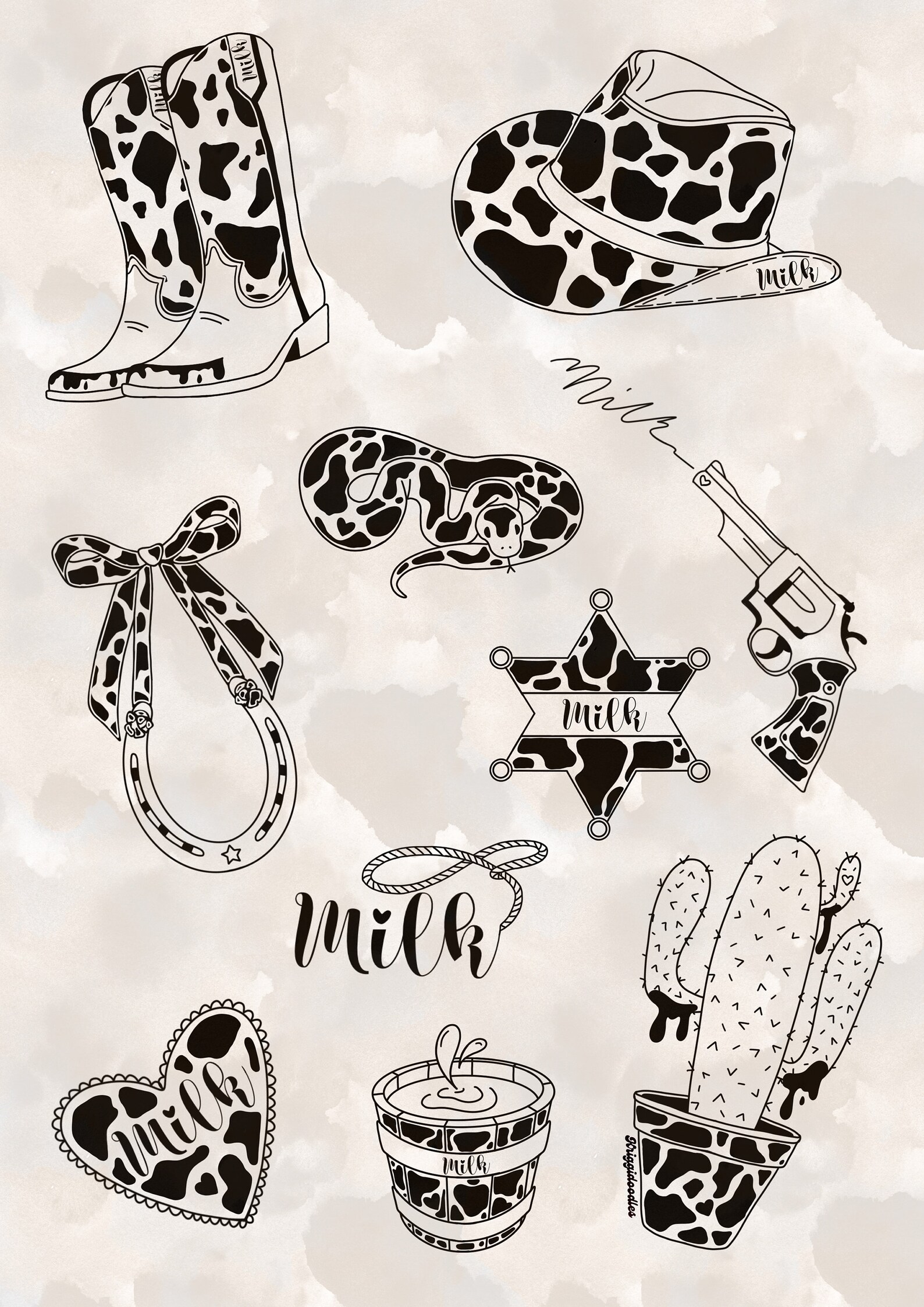 Cow Girl Flash Sheet Digital Download - Etsy