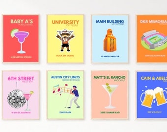 UT Austin Digital Prints, Trendy College Posters, Set of 6 Print ...