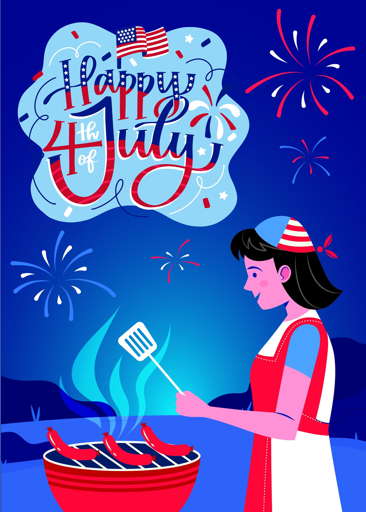 Forth of July Card. Printable Happy Independence Day Card - Etsy