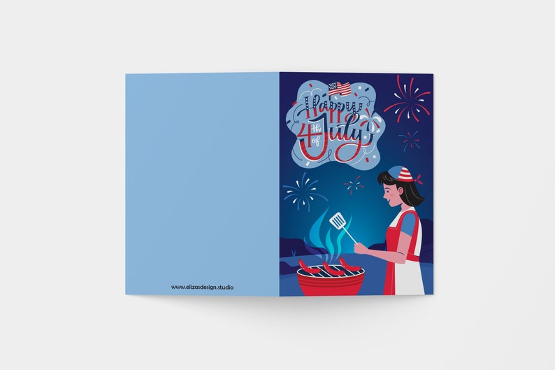 Forth of July Card. Printable Happy Independence Day Card - Etsy