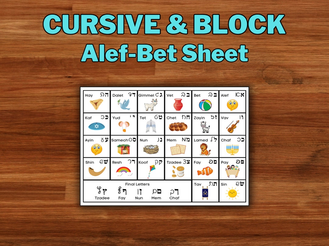 Hebrew Block and Cursive Handwriting Chart - Etsy