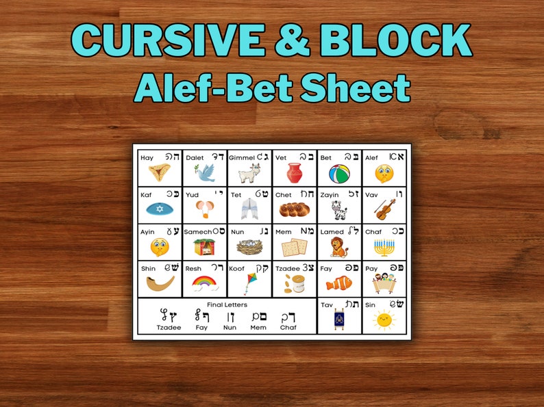 Hebrew Block and Cursive Handwriting Chart - Etsy