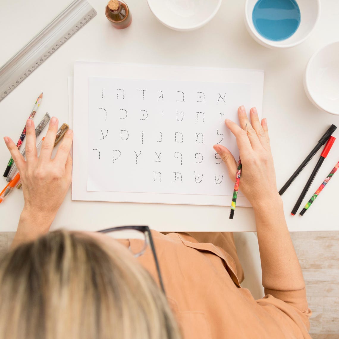 Alef-bet Hebrew Letters Dotted Tracing Font I Hebrew Handwriting ...