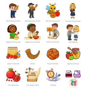Rosh Hashanah & Yom Kippur Clipart Collection in Color - Etsy