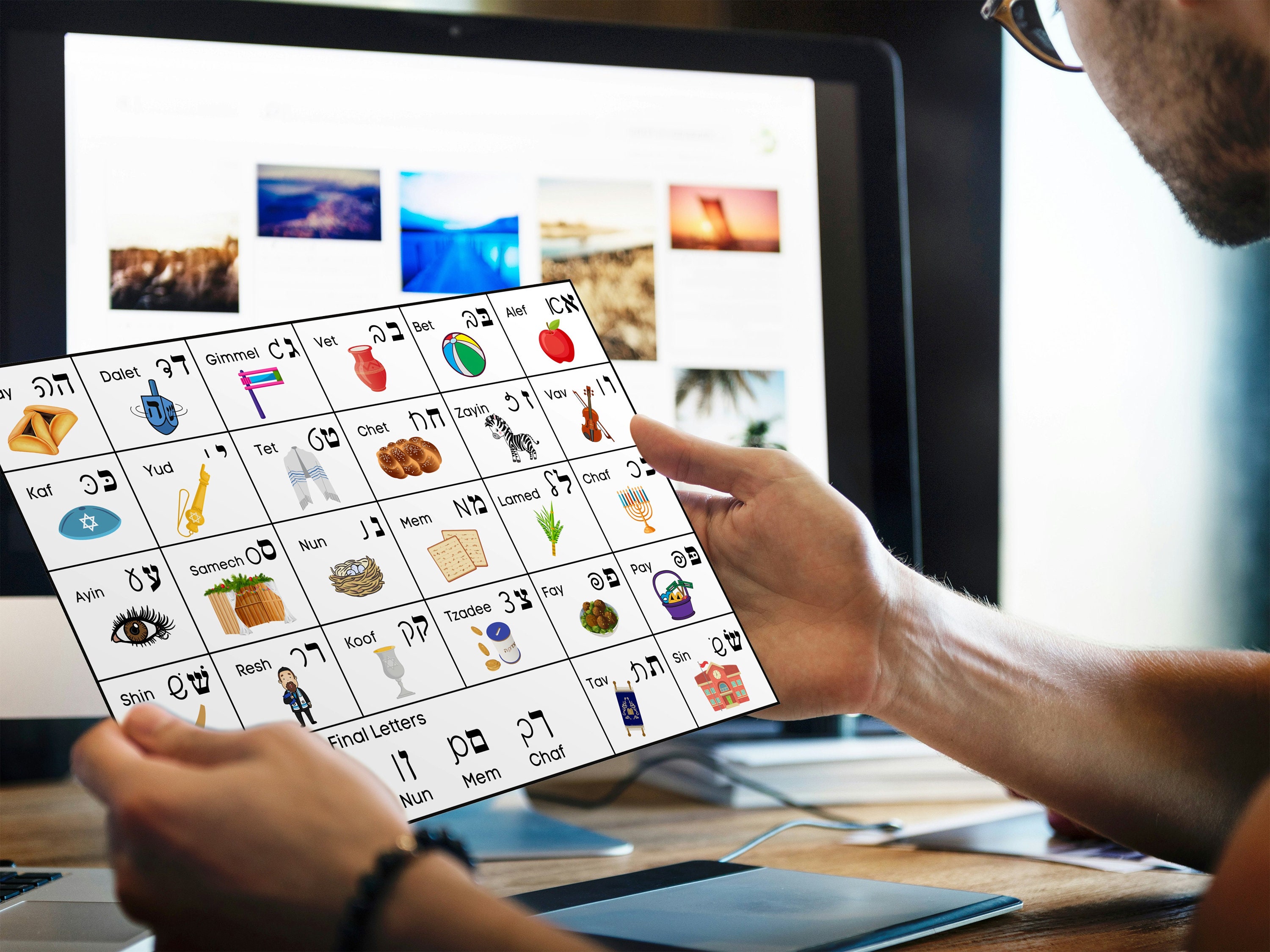 Hebrew Block and Cursive Handwriting Chart - Etsy