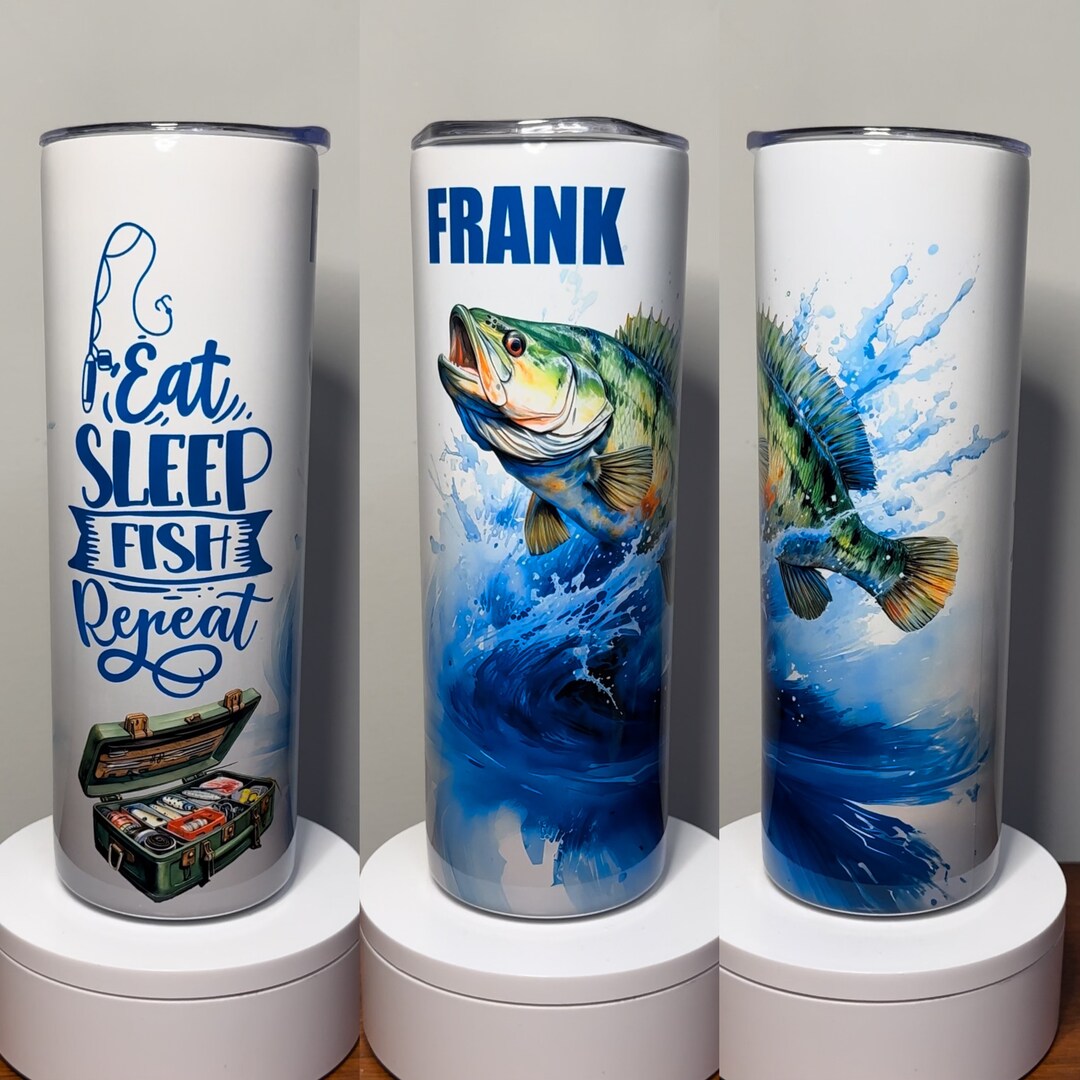 Eat Sleep Fish Repeat Tumbler - 20oz 30oz - Custom Name - Insulated - Etsy