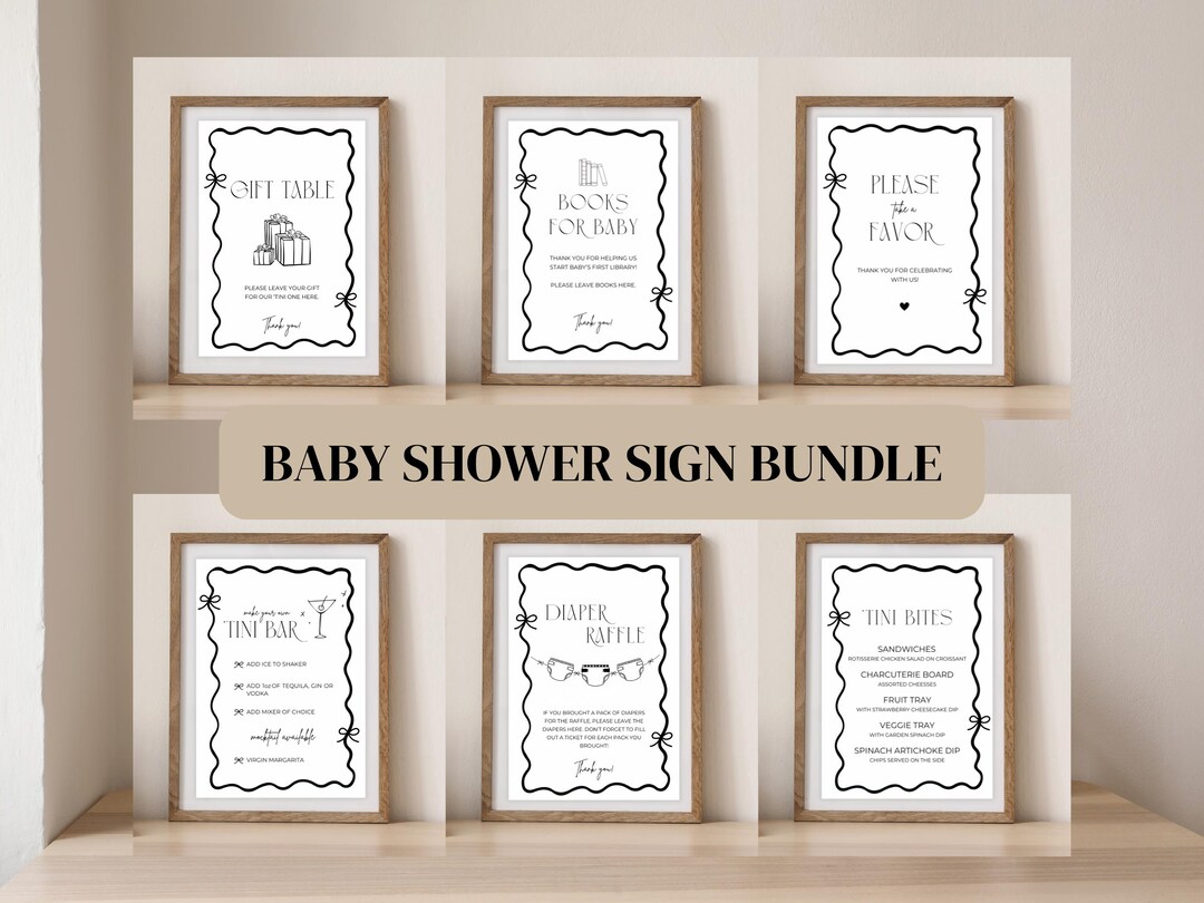A 'tini Baby Shower Sign Bundle (6) | Editable Baby Shower Table Signs ...