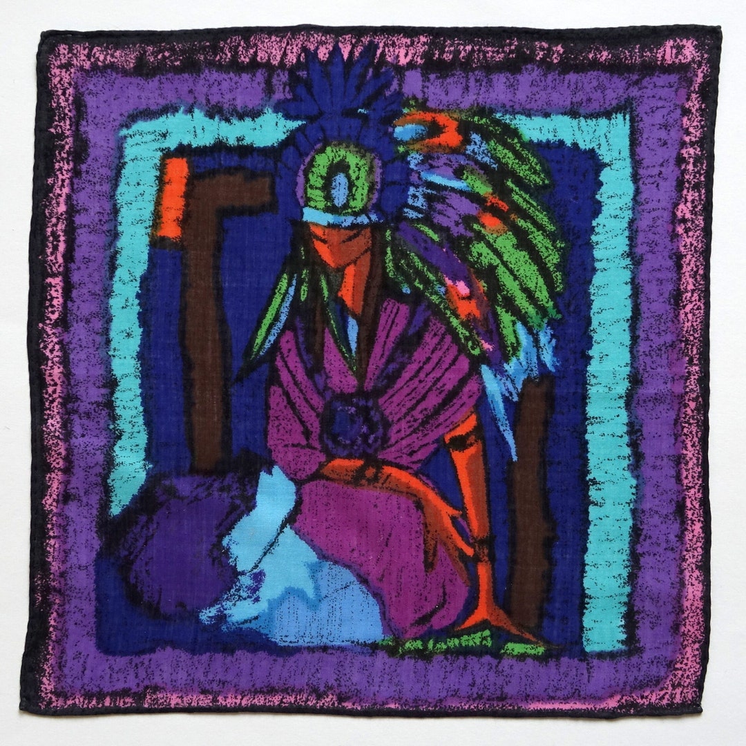 60s Fisba Stoffels Handkerchief Native American Woman - Etsy