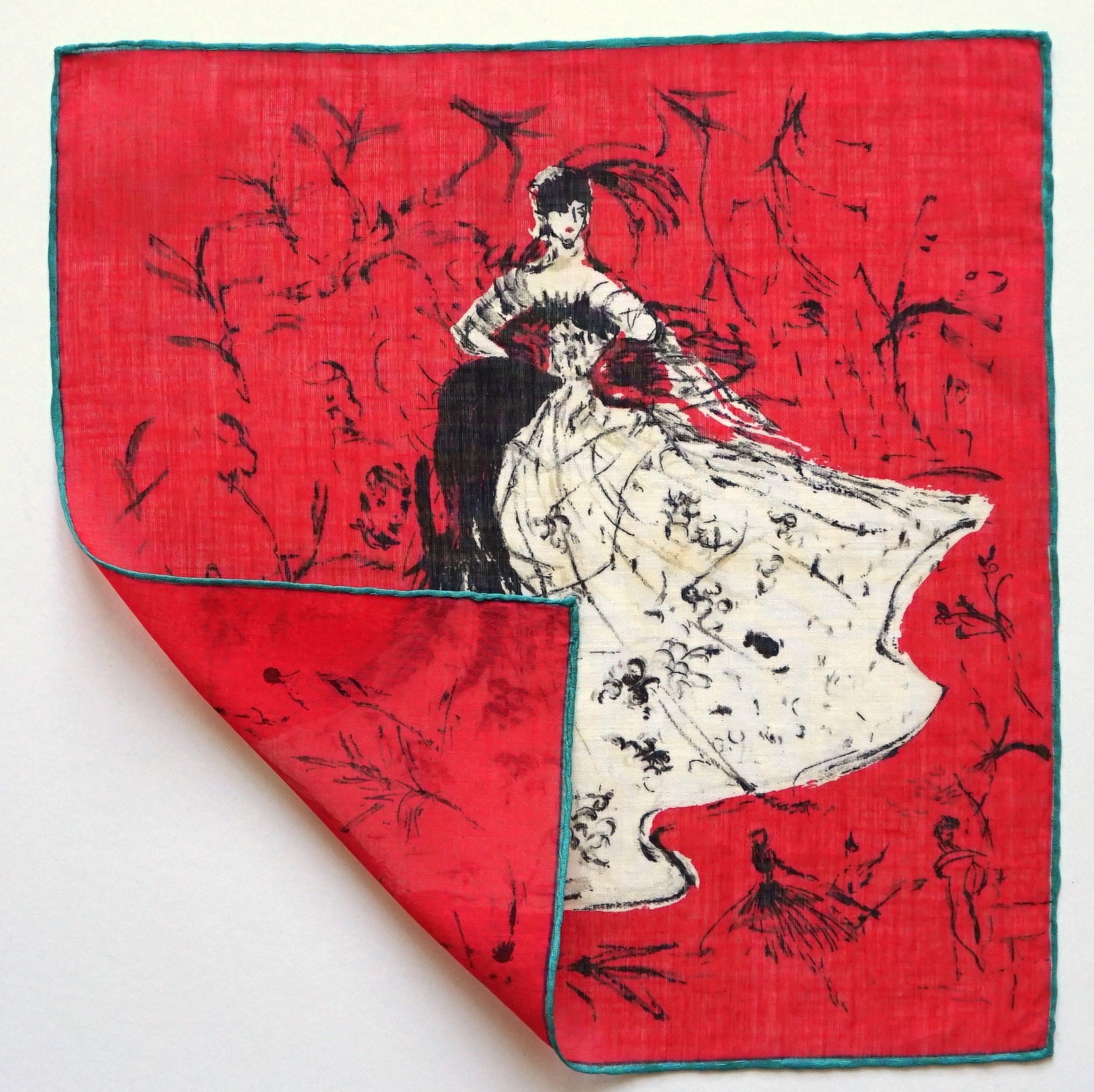 50s Lipstick Handkerchief Lady in Elegant Evening Dress - Etsy