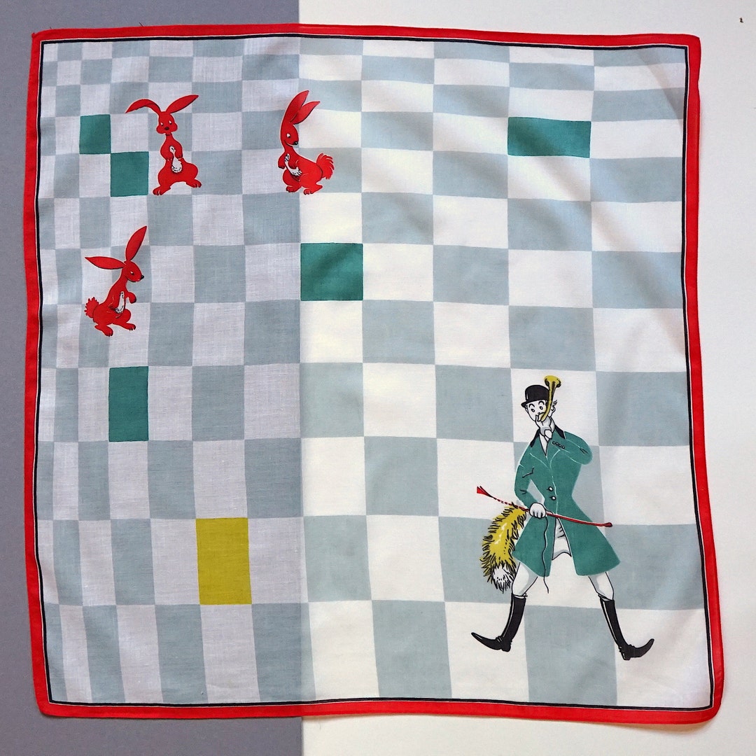 Vintage Handkerchief – Hunter & Bunnies – 52 X 52 Cm – Unused - Etsy