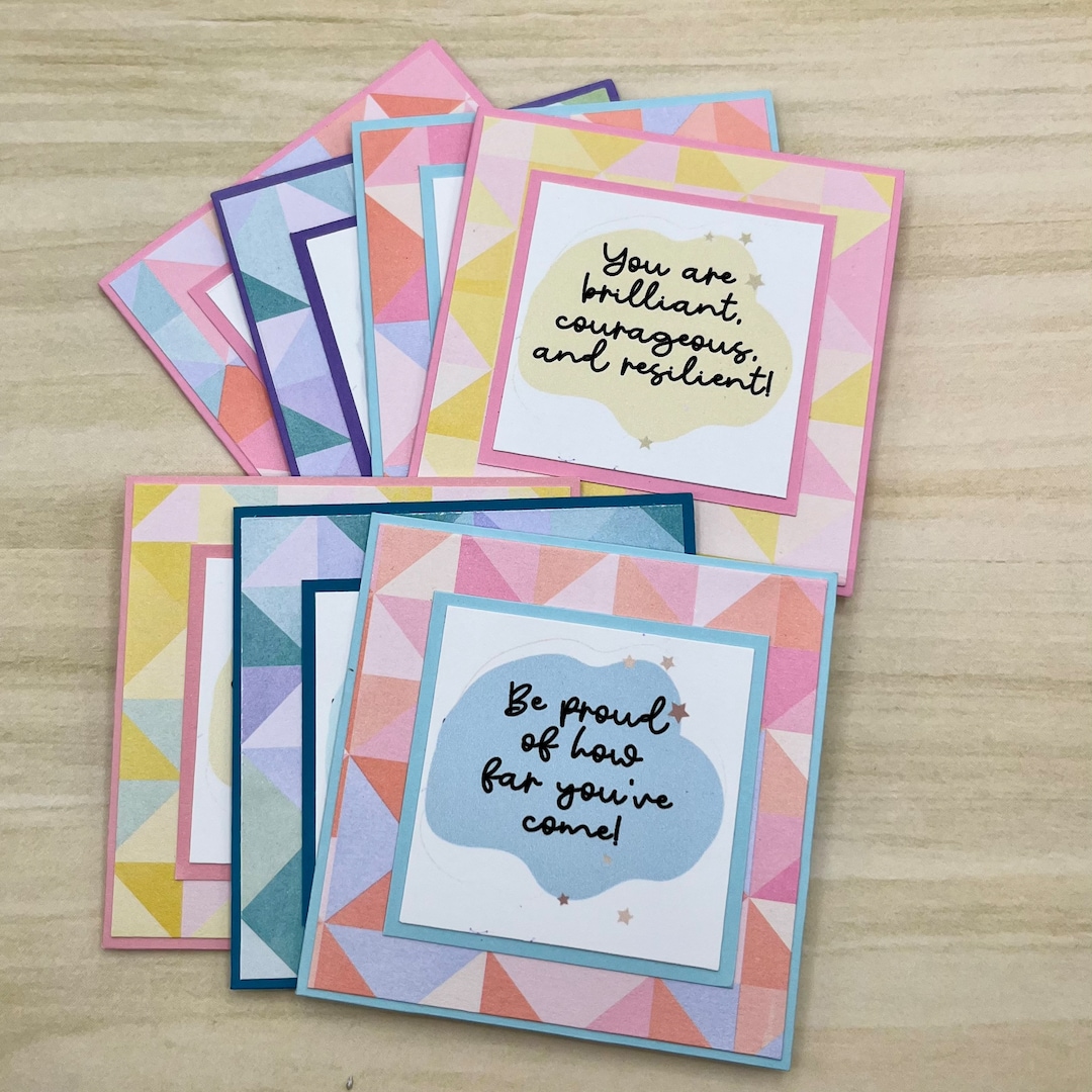 Set of 7 Positive Affirmation Handmade Mini Note Cards, Words of ...