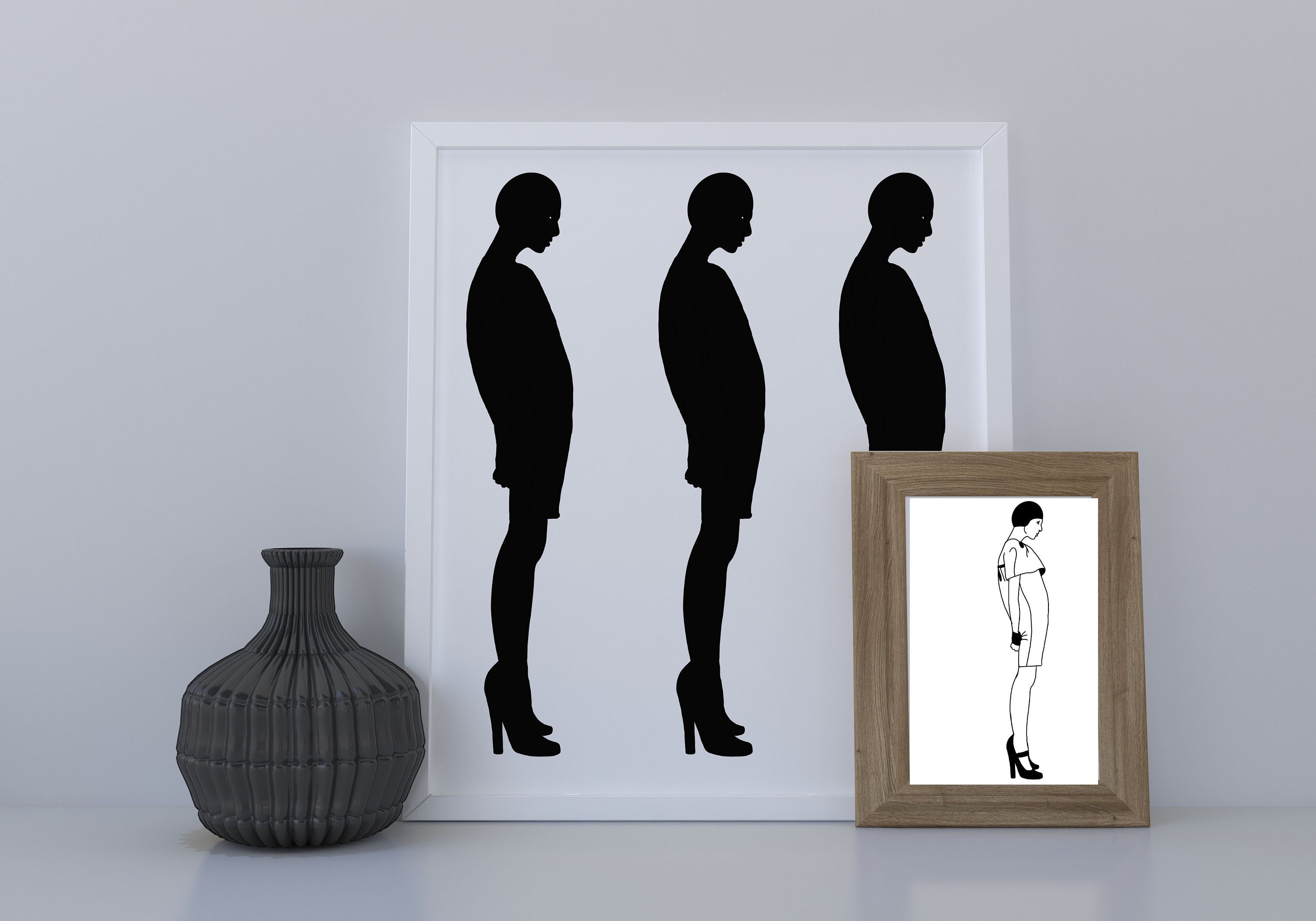 Triplets Silhouette Printable Wall Art, Minimalist Home Decor, Line ...