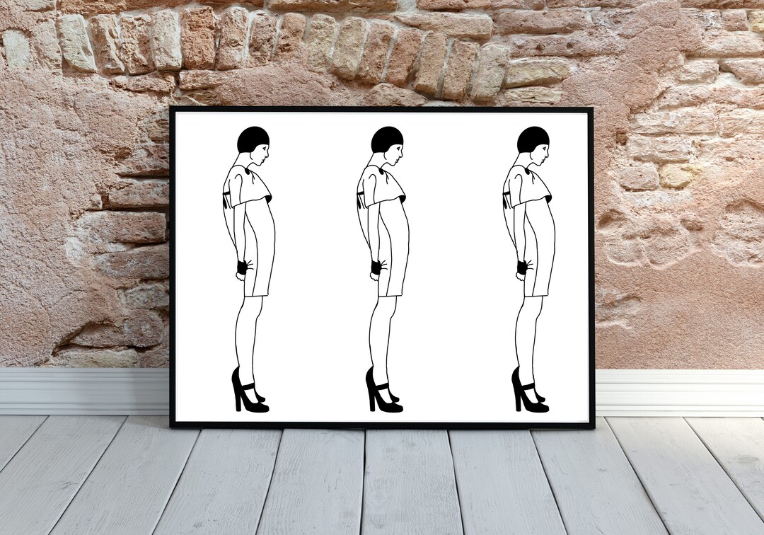 Triplets Line Drawing Printable Wall Art, Minimalist Home Decor, Line ...