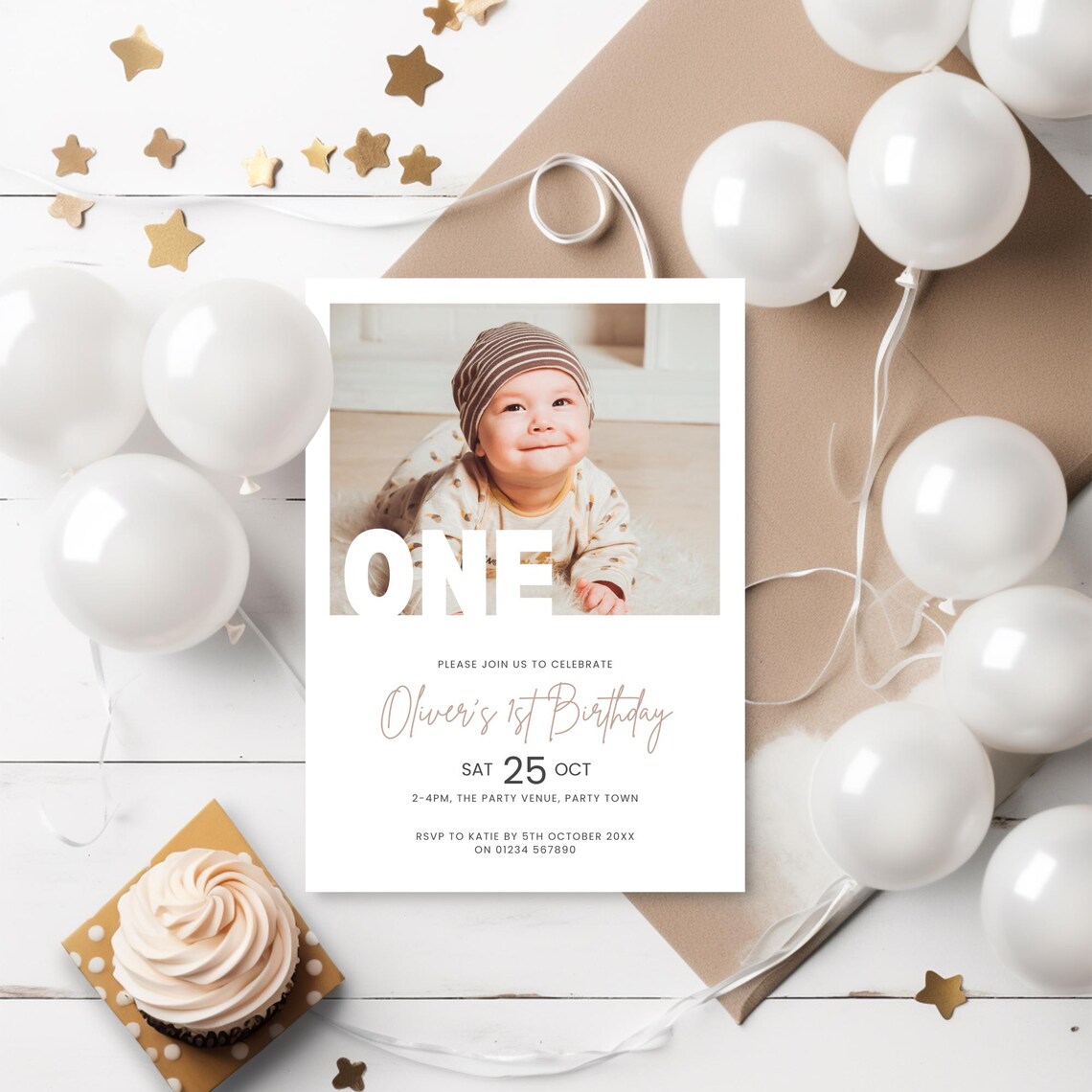 First Birthday Personalised Photo Invitation 1st Invite Picture Baby ...