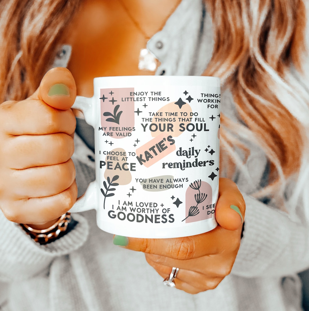 Personalised Affirmation Mug Gift Inspirational Sayings Tea Mug Morning ...