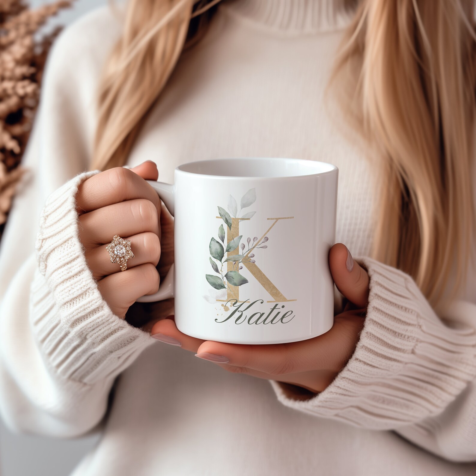 Personalised Initial Mug Gift Name Cup Pretty Tea Mug Morning Boho Mug ...