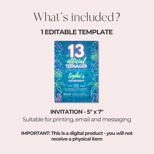 13th Birthday Invitation Pool Party Teenage Swim Party Invite Girl 13th ...