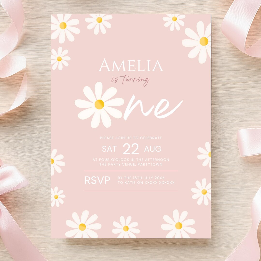Daisy Birthday Invitation Flower 1st Birthday Invite Daisy Invitation ...