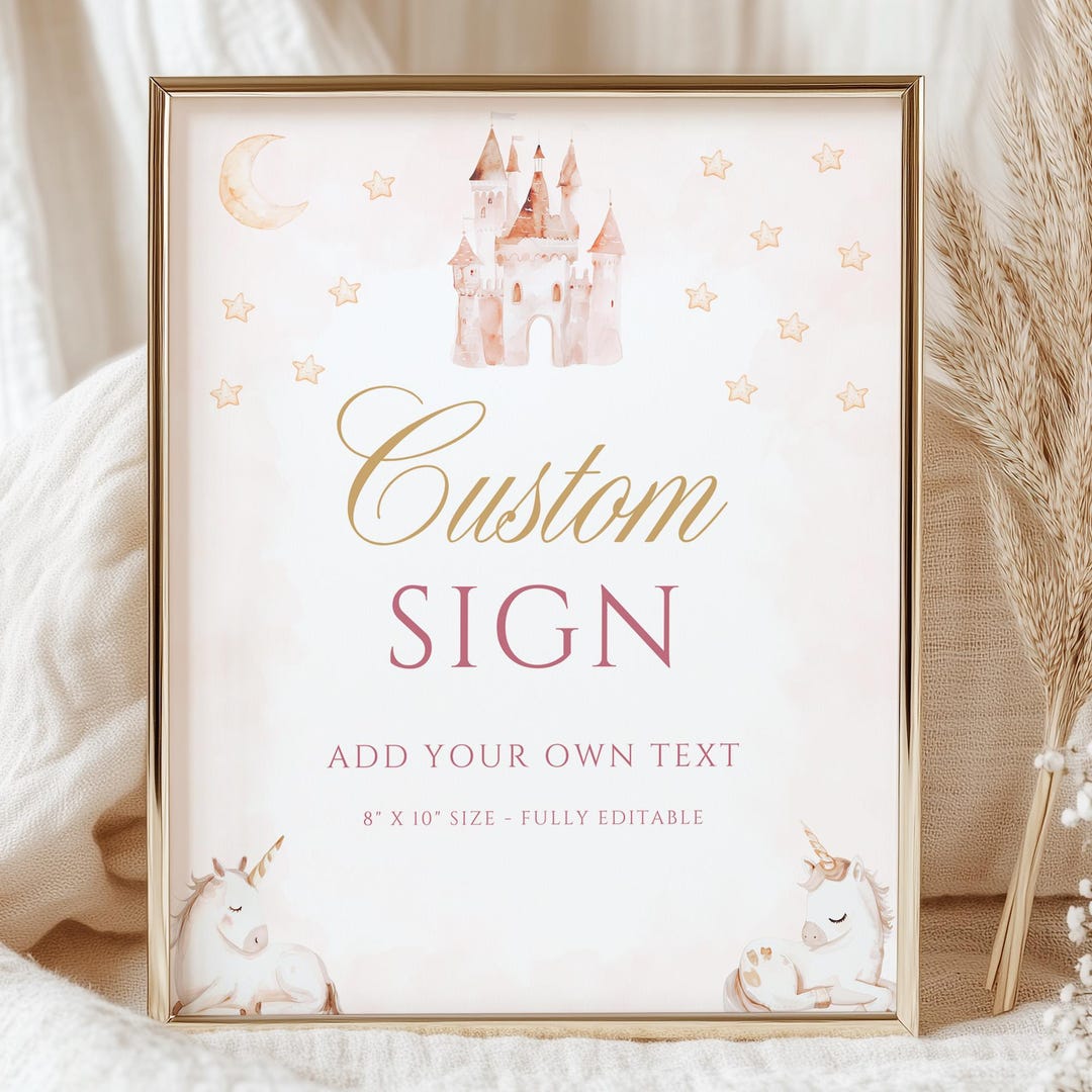 Princess Editable Birthday Sign Custom 8x10 Sign One-ce Upon A Time ...