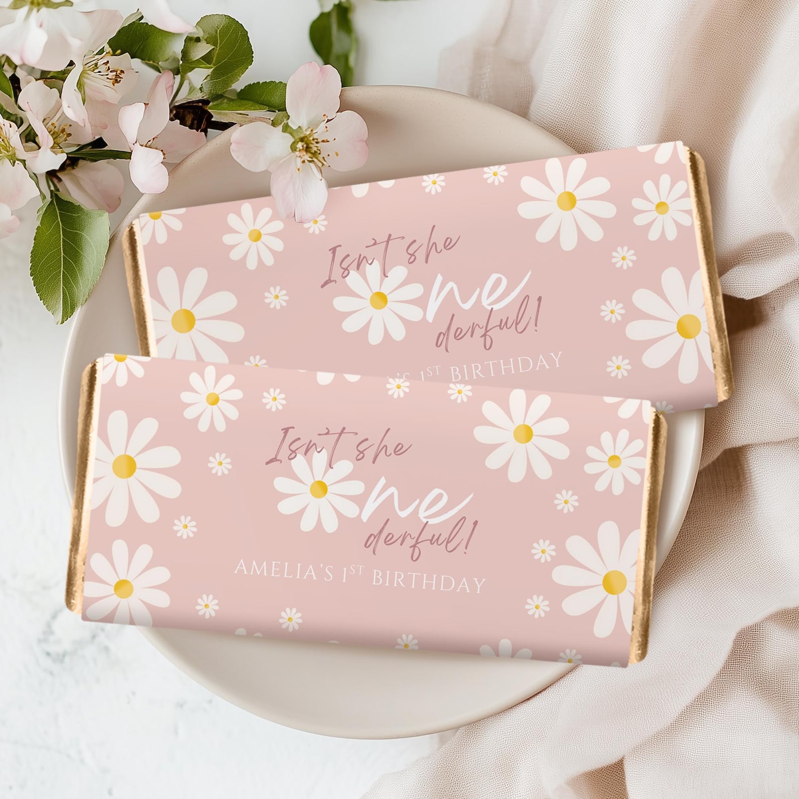 Daisy Isn't She Onederful Chocolate Bar Wrapper Template Onederful ...