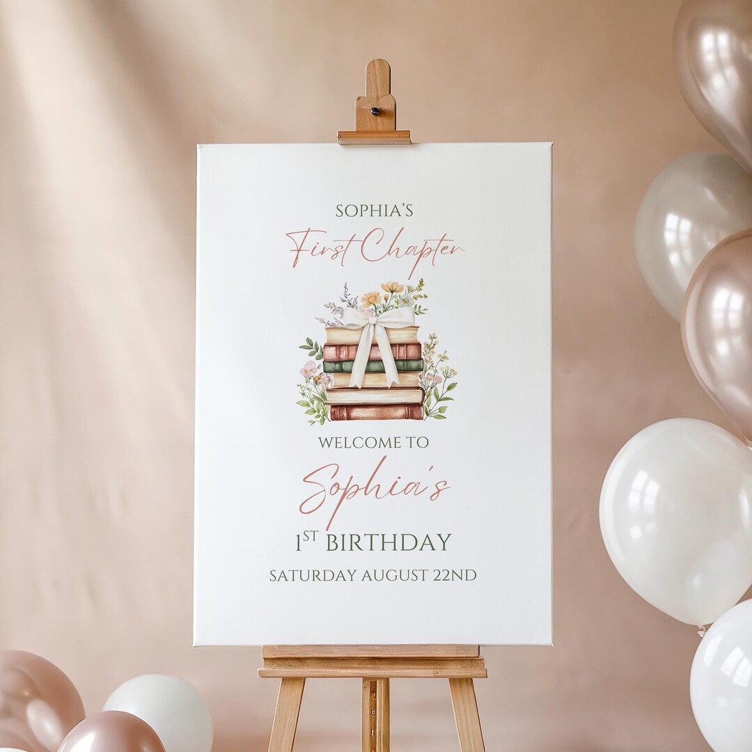 First Chapter Welcome Sign One for the Books 1st Birthday Book First ...