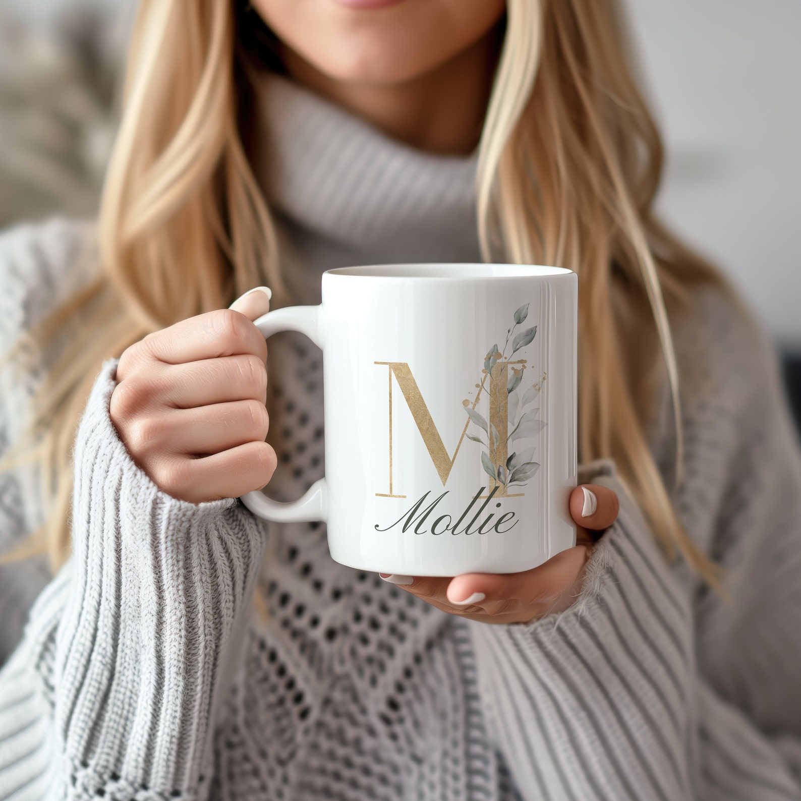 Personalised Initial Mug Gift Name Cup Pretty Tea Mug Morning Boho Mug ...