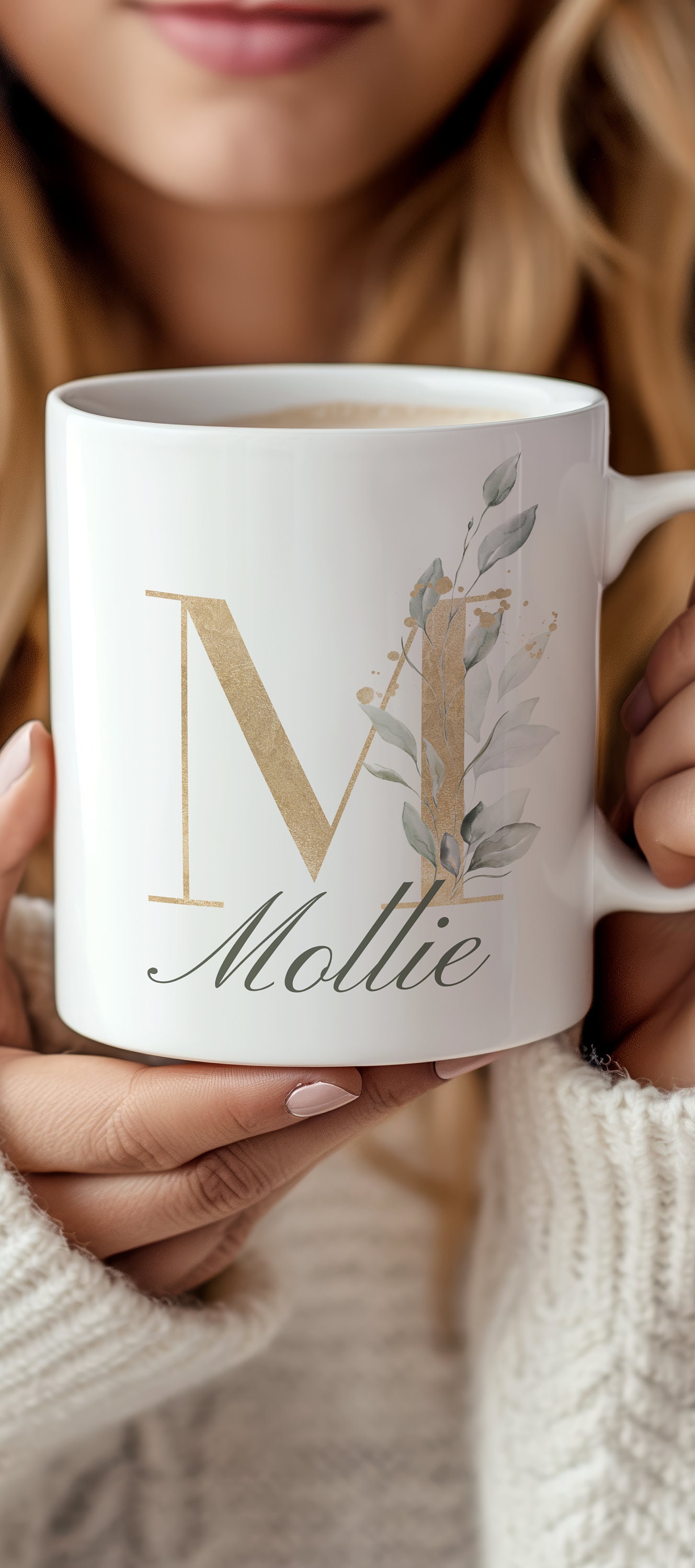 Personalised Initial Mug Gift Name Cup Pretty Tea Mug Morning Boho Mug ...