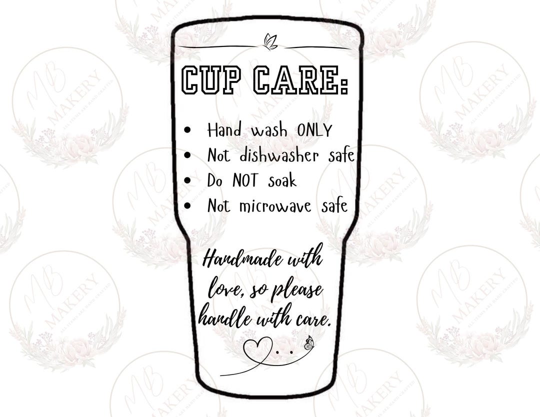 Cup Care Instructions Printable for Sublimation Cups - Etsy