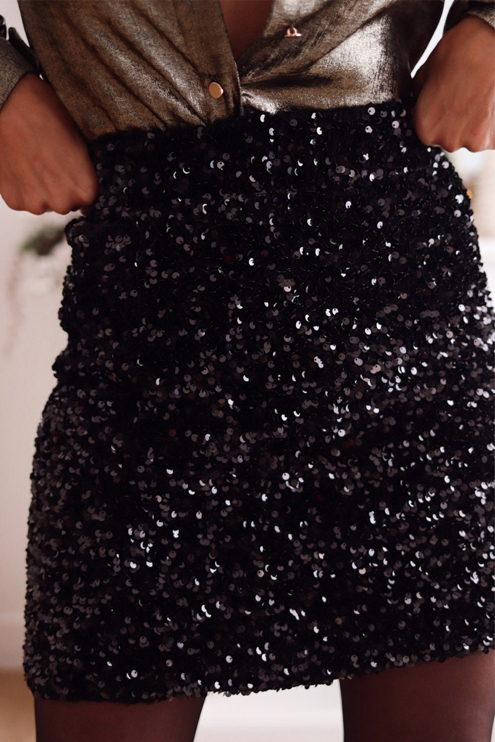 Black Sequin Bodycon Mini Skirt Black Sequin Skirt Sequin Skirt Sequin ...