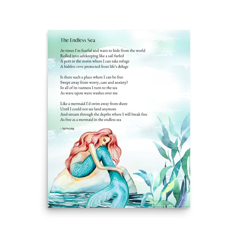 Mermaid Poster Poetry Wall Art the Endless Sea - Etsy